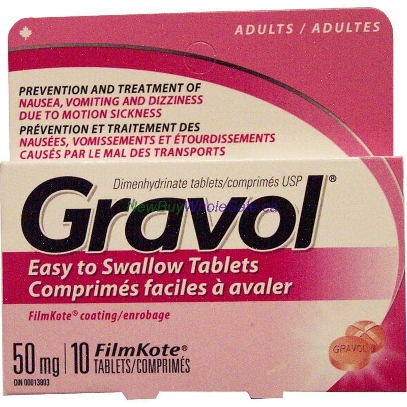 Gravol ** Dimenhydrinate Tablets, 50mg, 10pcs – CHEF's DEPOT