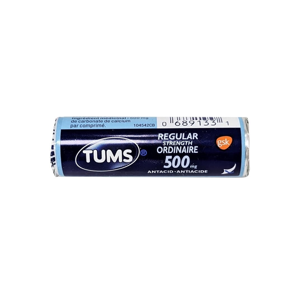 Tums ** Antacid Calcium Carbonate Tablets, Peppermint, 500mg, 12pcs ...